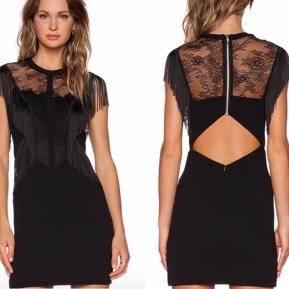 The Kooples | Dresses | The Kooples Sleeveless Black Fringe Lace Mini ...